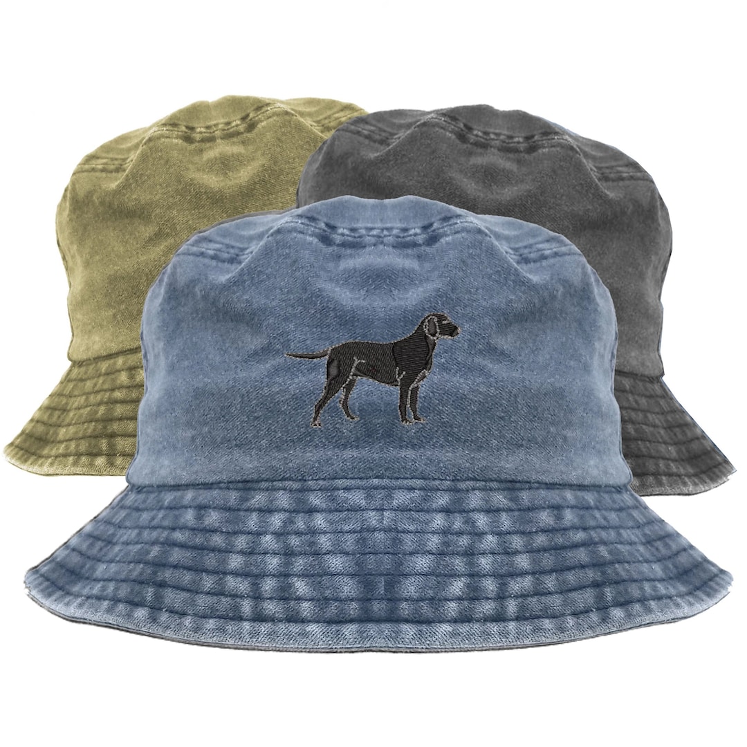 Black Lab Labrador Dog Embroidered Bucket Hat, Pigment Dyed Bucket Hat ...