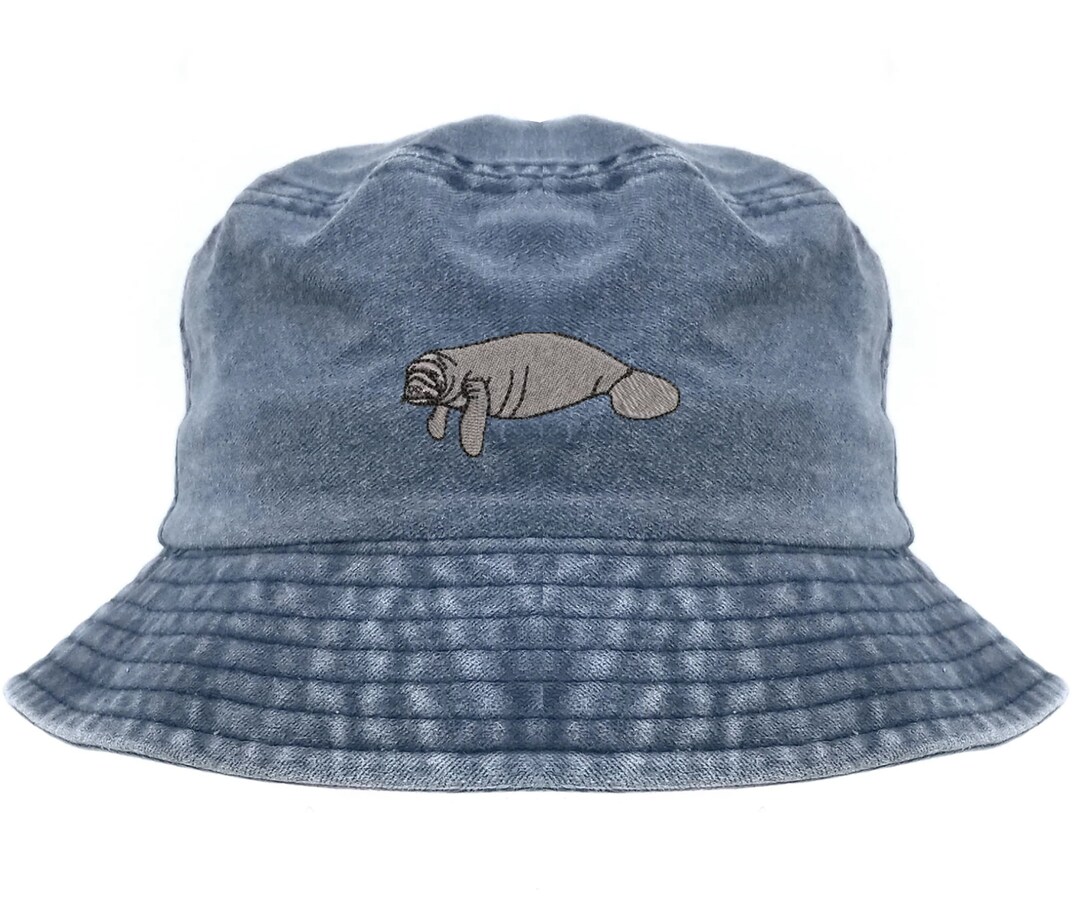 Manatee Embroidered Bucket Hat Vintage Pigment Dyed Bucket - Etsy