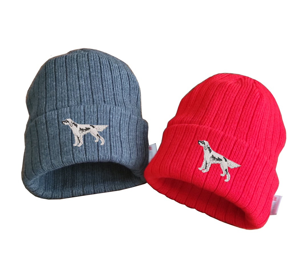 English Setter Dog Embroidered Insulated Beanie, Setter Dog Beanie ...