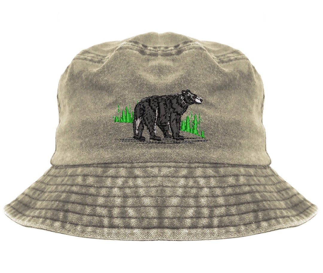 Black Bear Embroidered Bucket Hat Wildlife Hat Vintage - Etsy