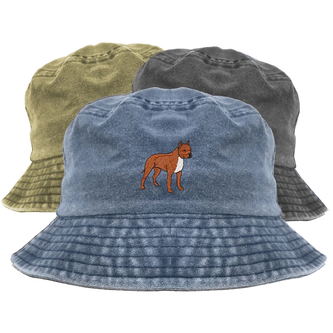 Pitbull Dog Embroidered Bucket Hat Pigment Dyed Bucket Hat - Etsy