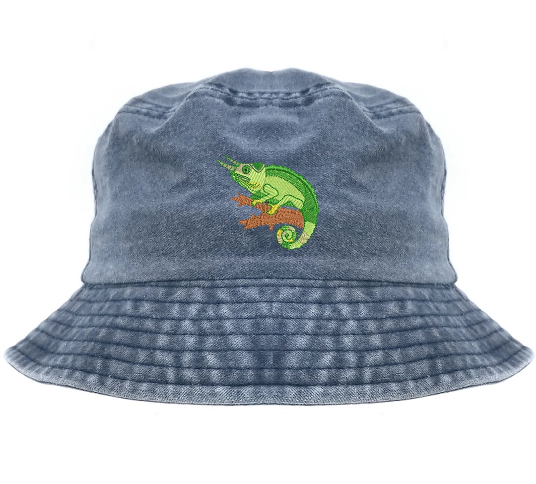 Chameleon Lizard Embroidered Bucket Hat Wildlife Hat Vintage - Etsy