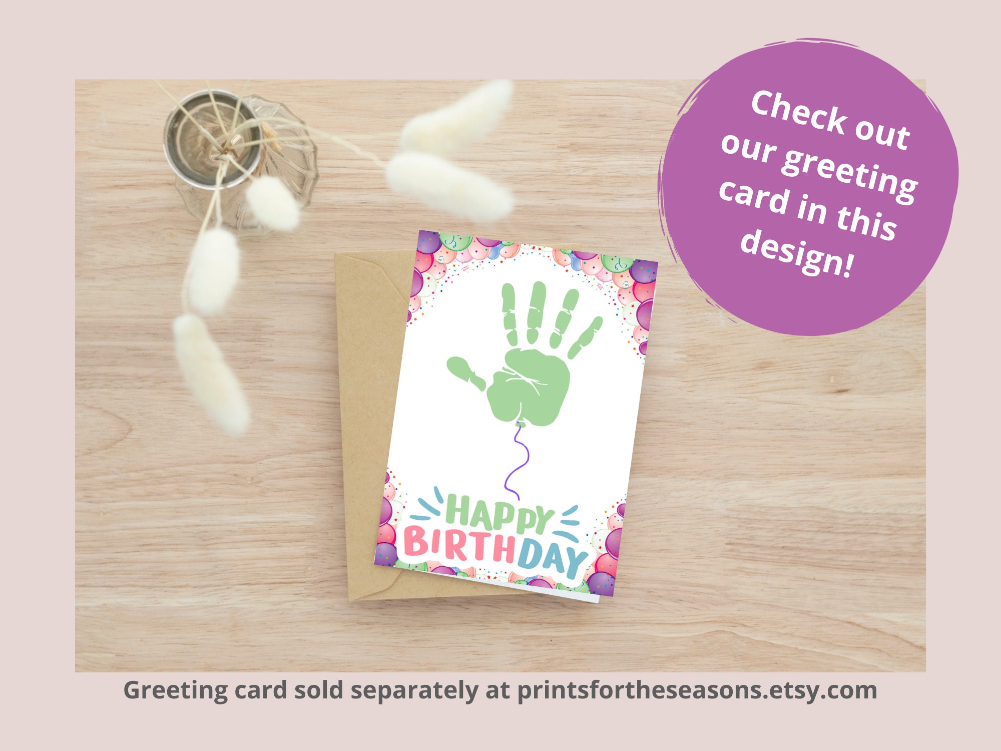 Happy Birthday Balloon Handprint Printable DIY Birthday Present Instant ...