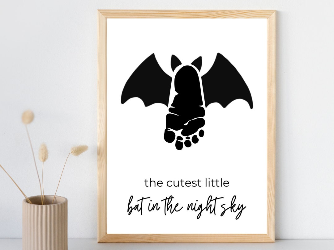 Kids Footprint Bat Craft: Halloween Keepsake Art (PDF Printable) - Etsy