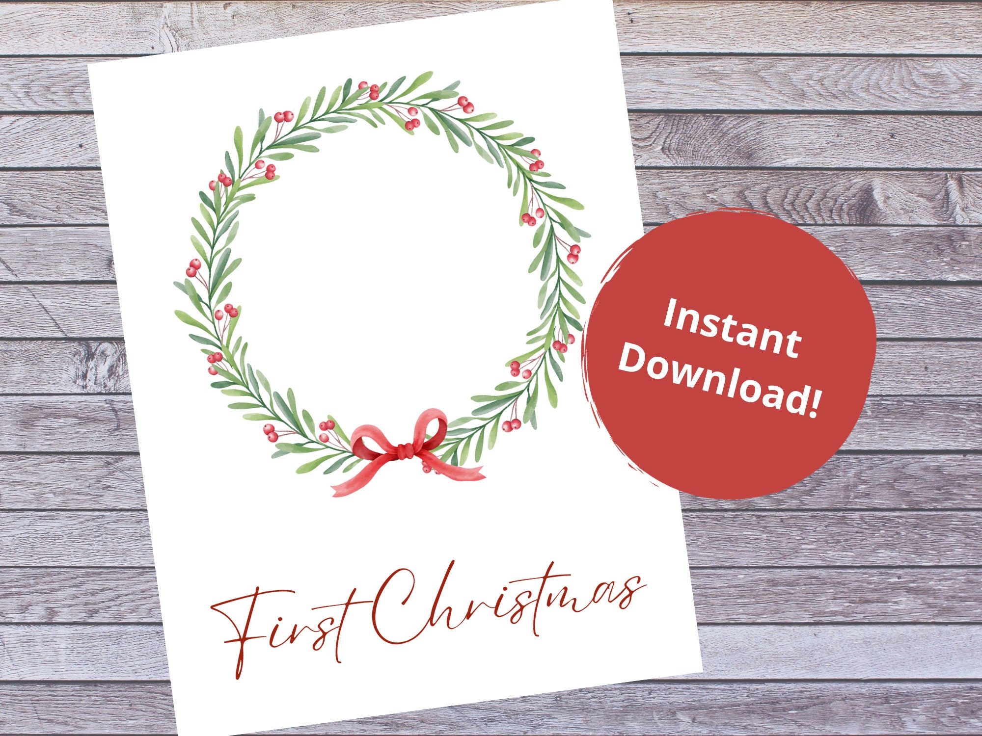 Baby's First Christmas Printable Personalized Handprint Keepsake With ...