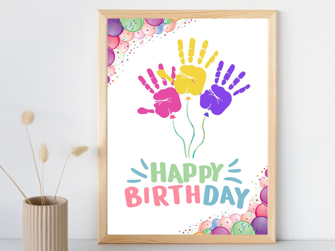 Happy Birthday Balloon Handprint Printable | DIY Birthday Present ...