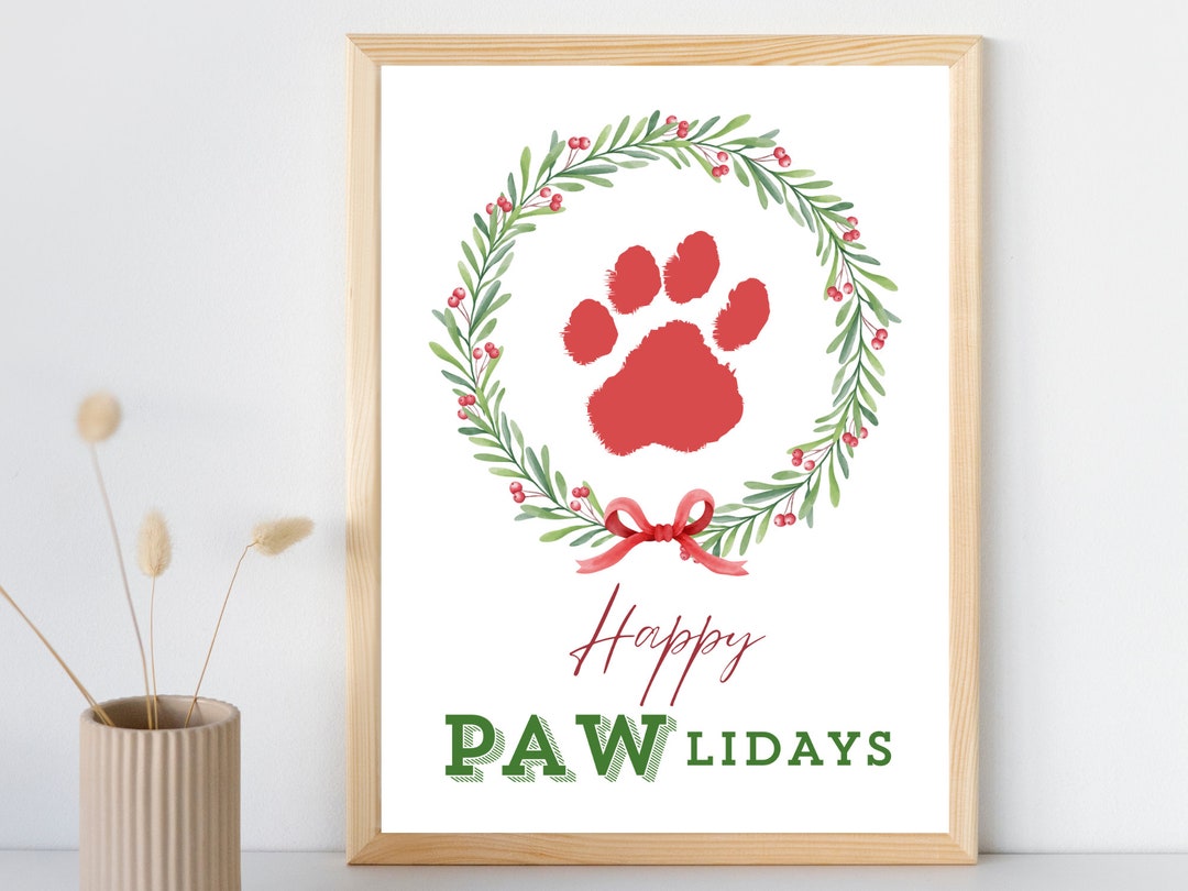 Happy Pawlidays Paw Print Keepsake Printable | DIY Dog Print Holiday ...