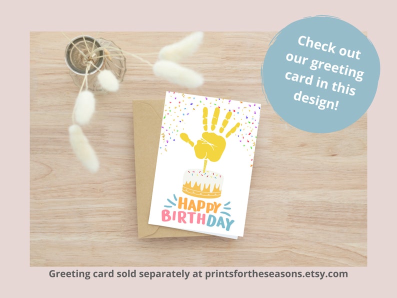 Happy Birthday Handprint Keepsake Printable DIY Handprint Birthday Cake ...