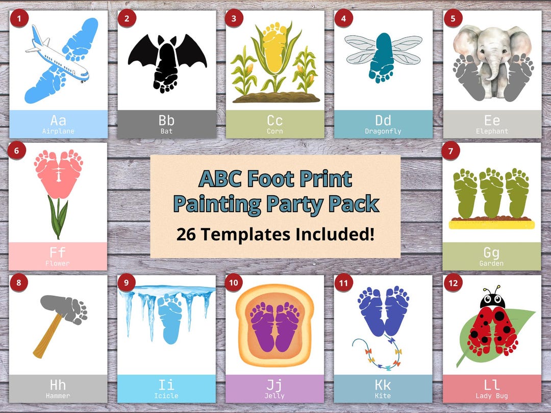 ABC Footprint Art | Toddler Alphabet Craft (PDF Pattern) - Etsy