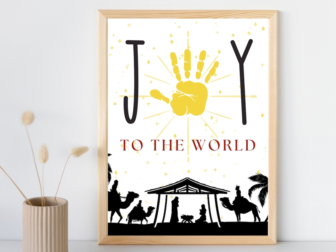 Joy to the World Hand Print Printable | DIY Nativity Scene Finger Paint ...