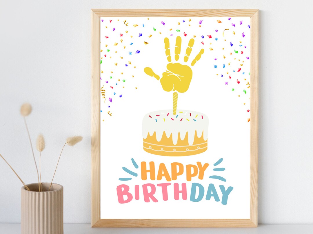 Happy Birthday Handprint Keepsake Printable | DIY Handprint Birthday ...