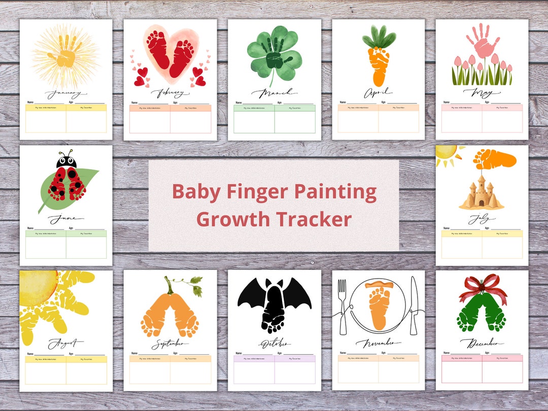Baby Fingerpaint Growth Chart: First Year Keepsake (digital Download ...