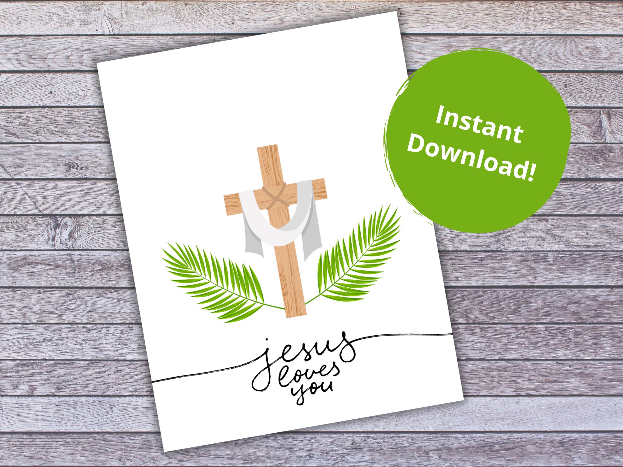 Jesus Loves You Religious Palm Sunday Hand Print Printable | Fun Easter ...