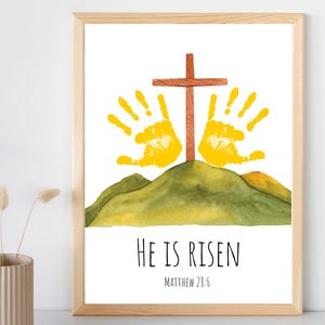 He is Risen Religious Easter Hand Print Printable | Baby Easter Craft ...