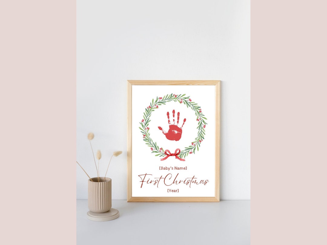 Baby's First Christmas Printable Personalized Handprint Keepsake With ...