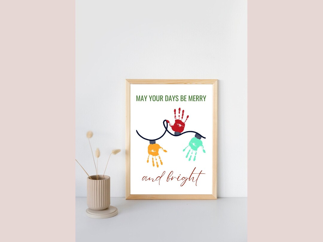 Merry and Bright Handprint Lights Printable DIY Christmas Craft for ...