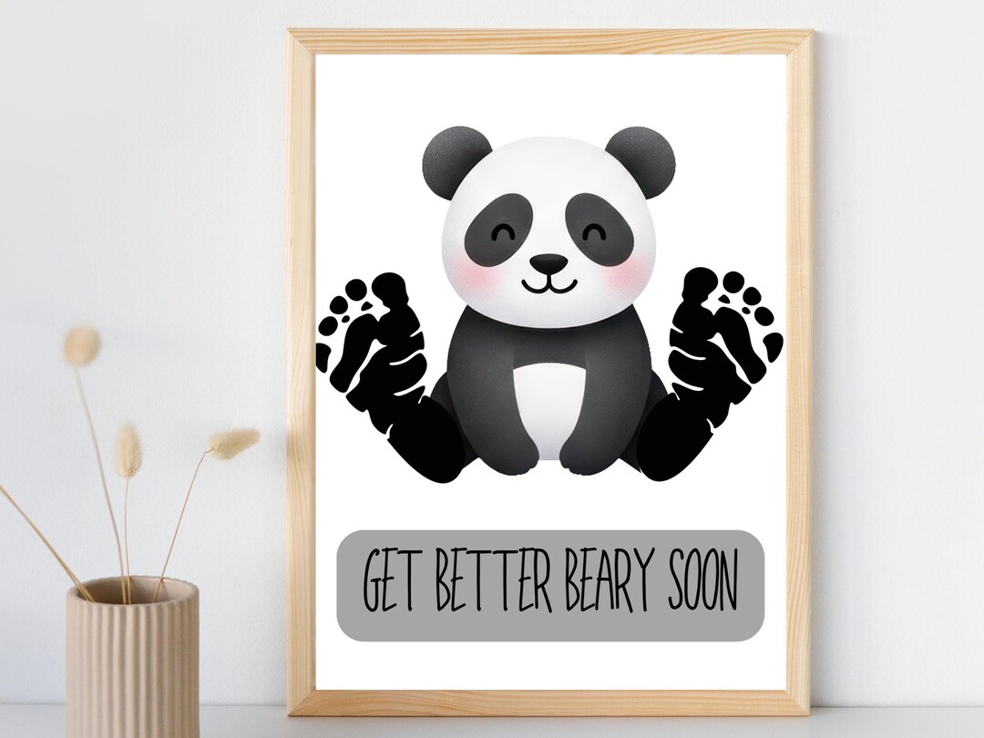 Panda Bear Footprint Art Get Well Soon Card: DIY Kids Present or Card ...