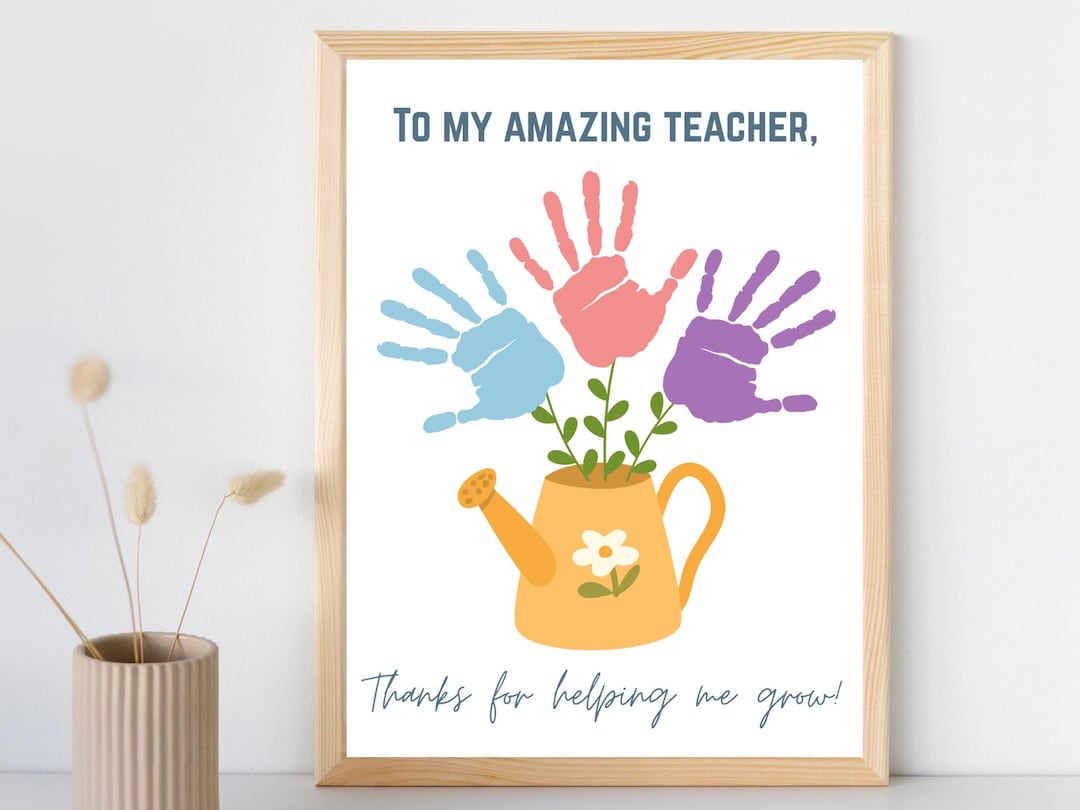 Teacher Thank You Handprint Art: Flower Pot Gift (PDF Download) - Etsy