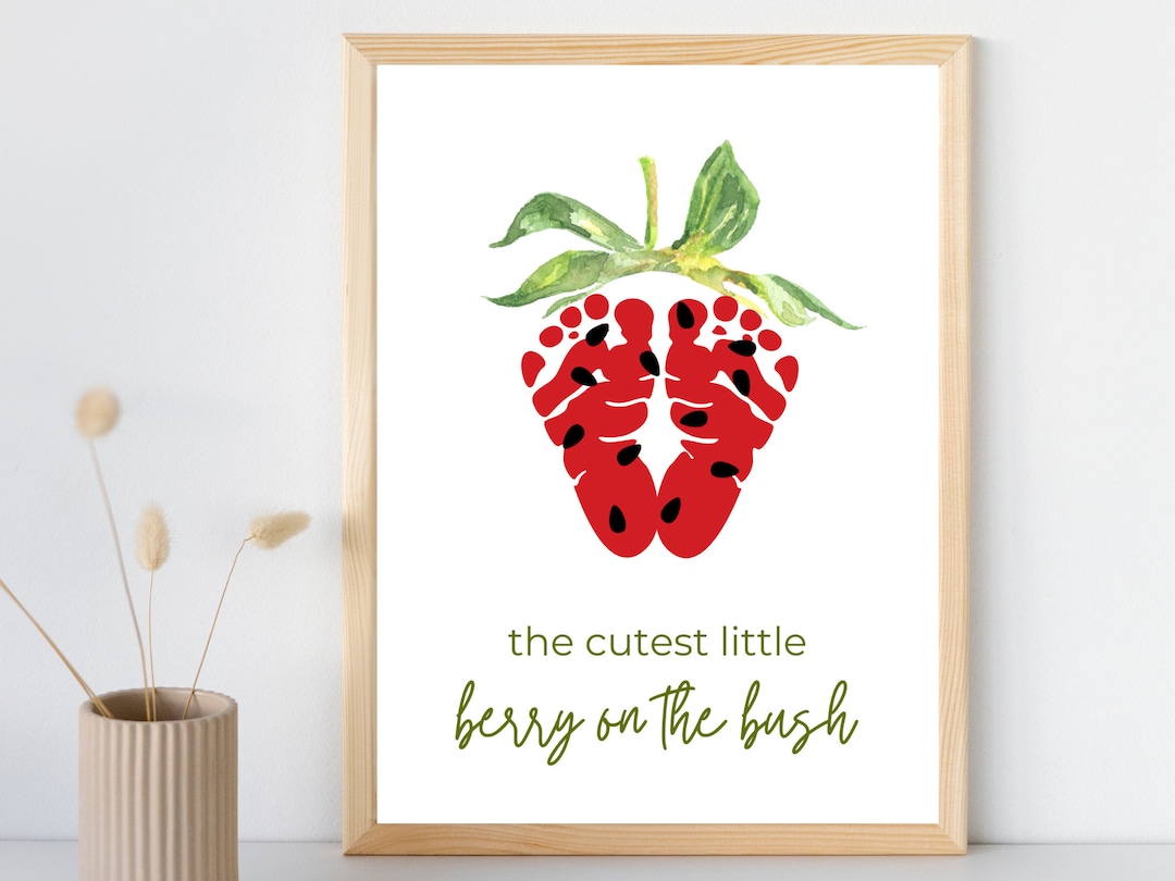 Strawberry Footprint Art: Baby/toddler Keepsake Gift (PDF Printable) - Etsy