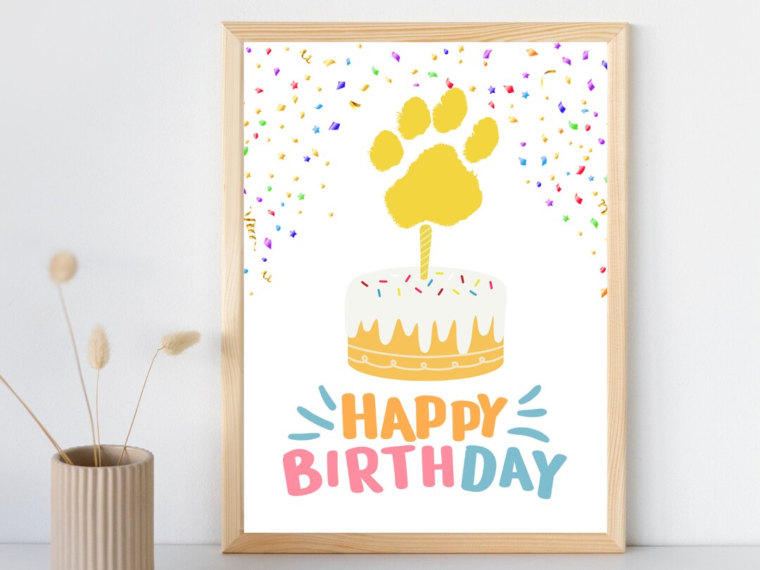 Dog Paw Print Birthday Card: DIY Keepsake Printable (instant Download ...