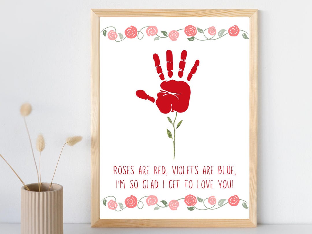 Roses Are Red Hand Print Printable | Baby Keepsake | Toddler Valentines ...