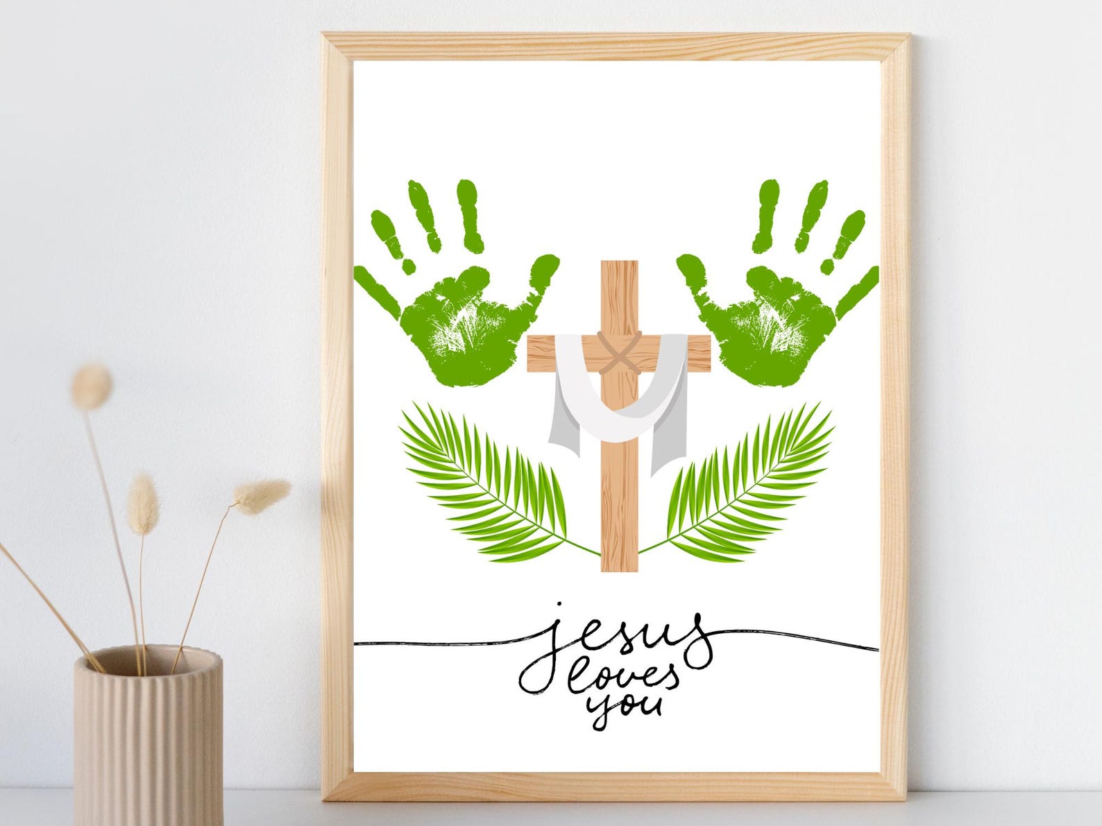 Jesus Loves You Religious Palm Sunday Hand Print Printable | Fun Easter ...