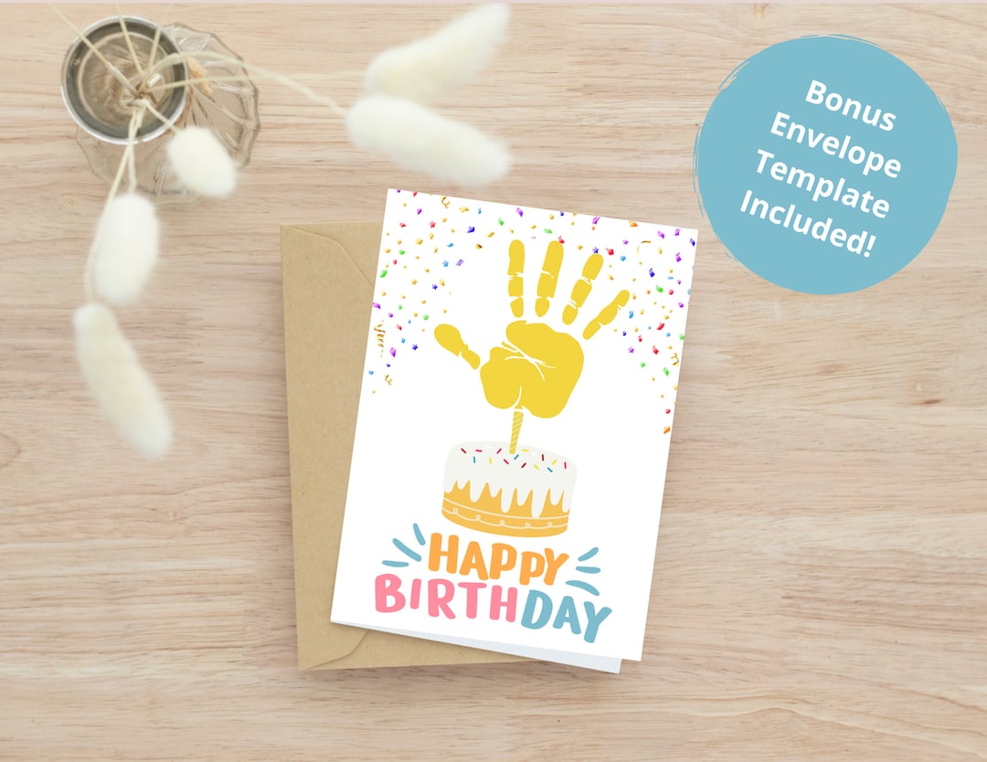 Happy Birthday Baby Handprint Card Printable DIY Birthday Card Instant ...