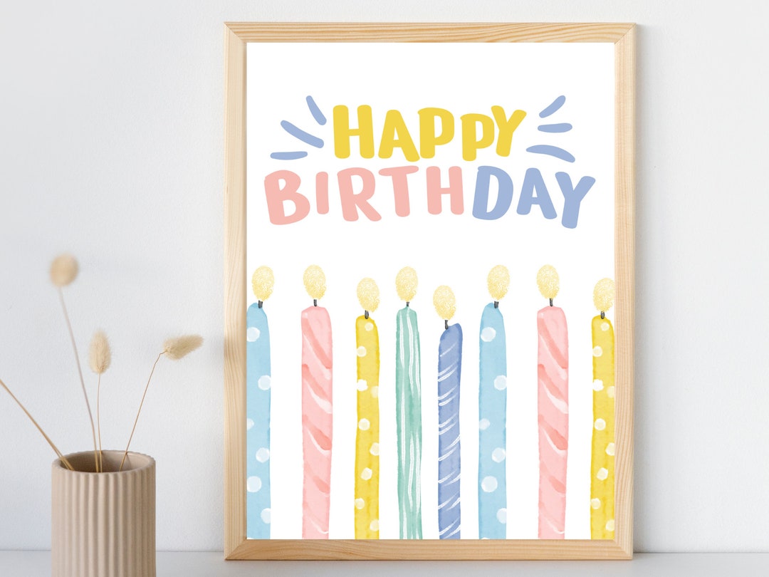 Happy Birthday Fingerprint Keepsake Printable | DIY Fingerprint ...