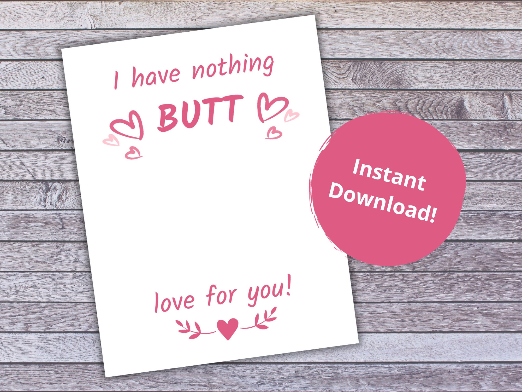 Nothing Butt Love Baby Bum Printable Fun Keepsake for Parents Baby ...