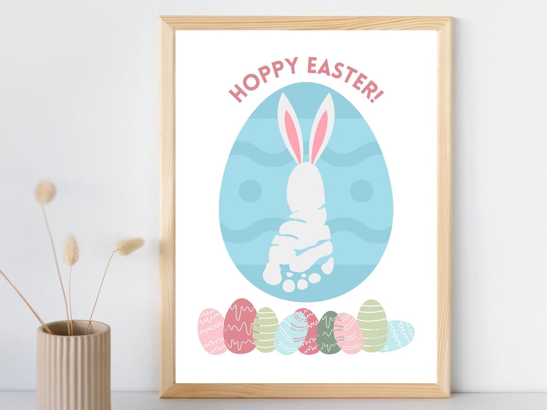 Hoppy Easter Baby Footprint Printable | Baby Easter Craft | DIY Easter ...