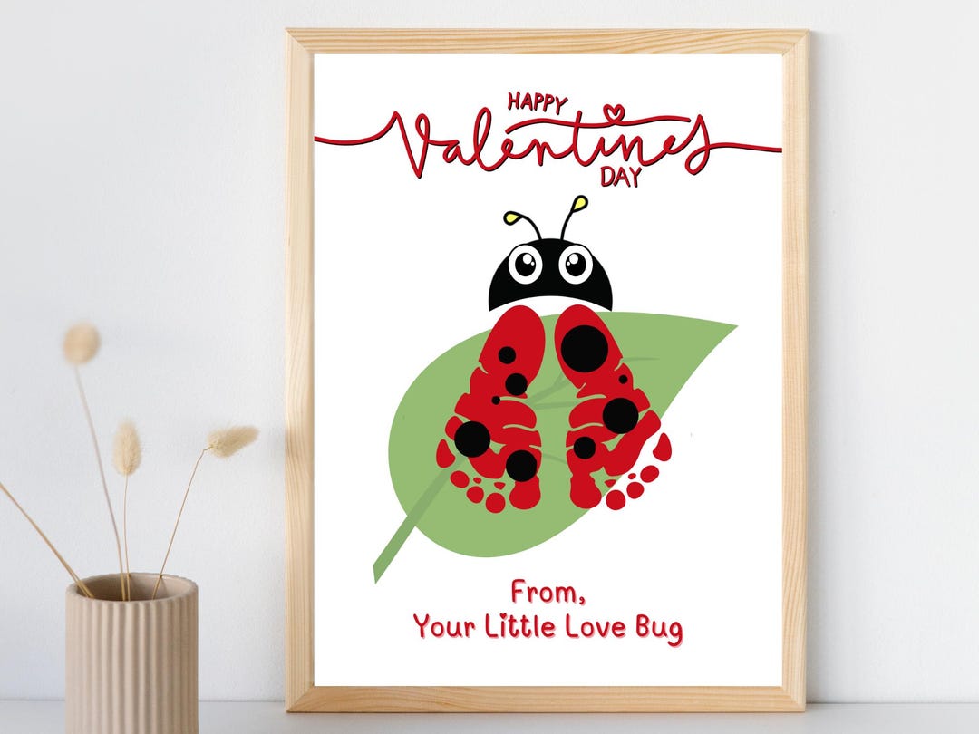 Valentine's Day Love Bug Foot Print Printable | Children's Lady Bug ...