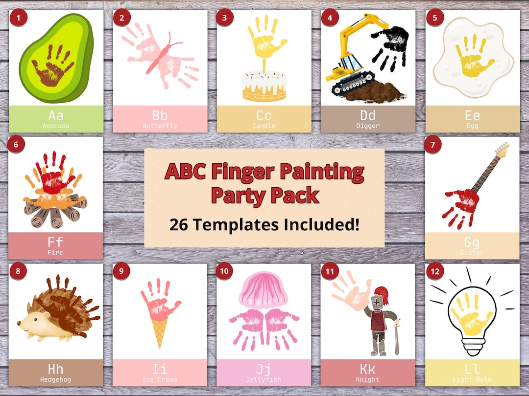 ABC Finger Painting Party Pack | Kids Handprint Alphabet Book | DIY ...
