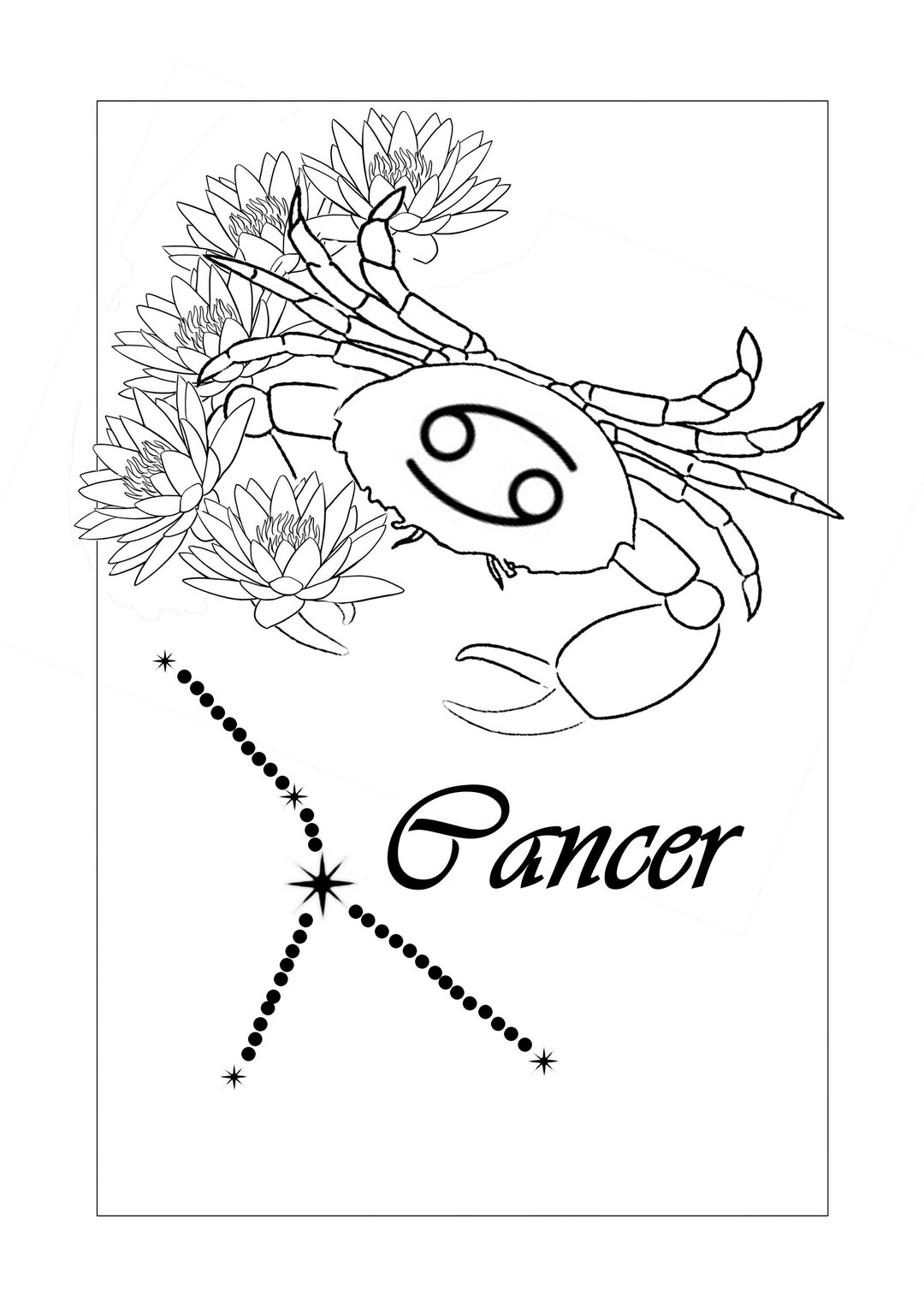 Printable Cancer Zodiac Sign - Etsy