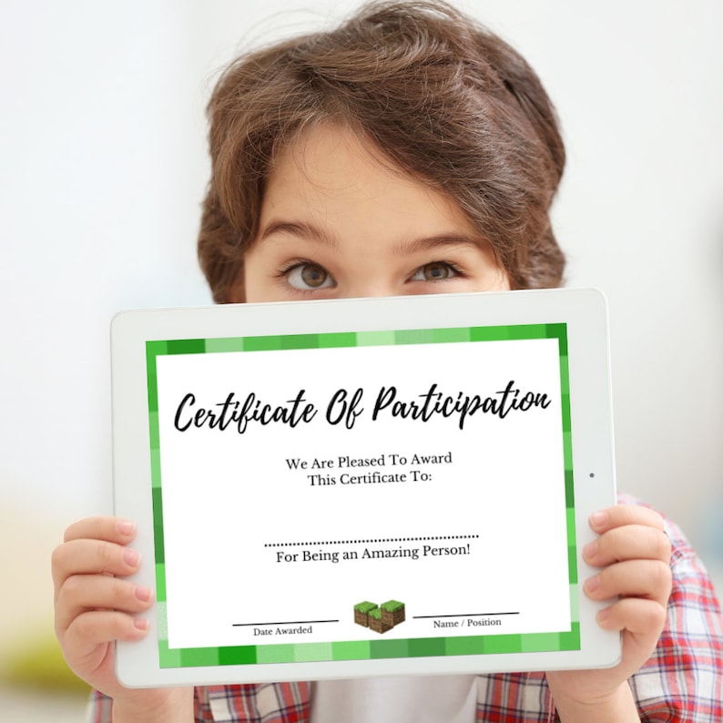 Certificate of Participation - Minecraft Theme, 4 Different Style ...