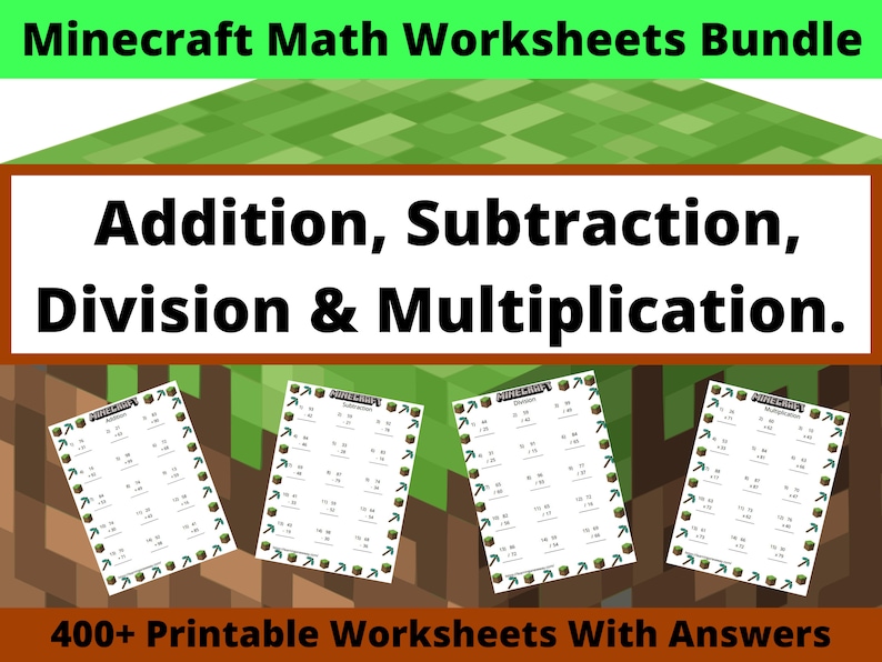 Minecraft Math Worksheets Bundle: 400 Pages of Math Worksheets ...