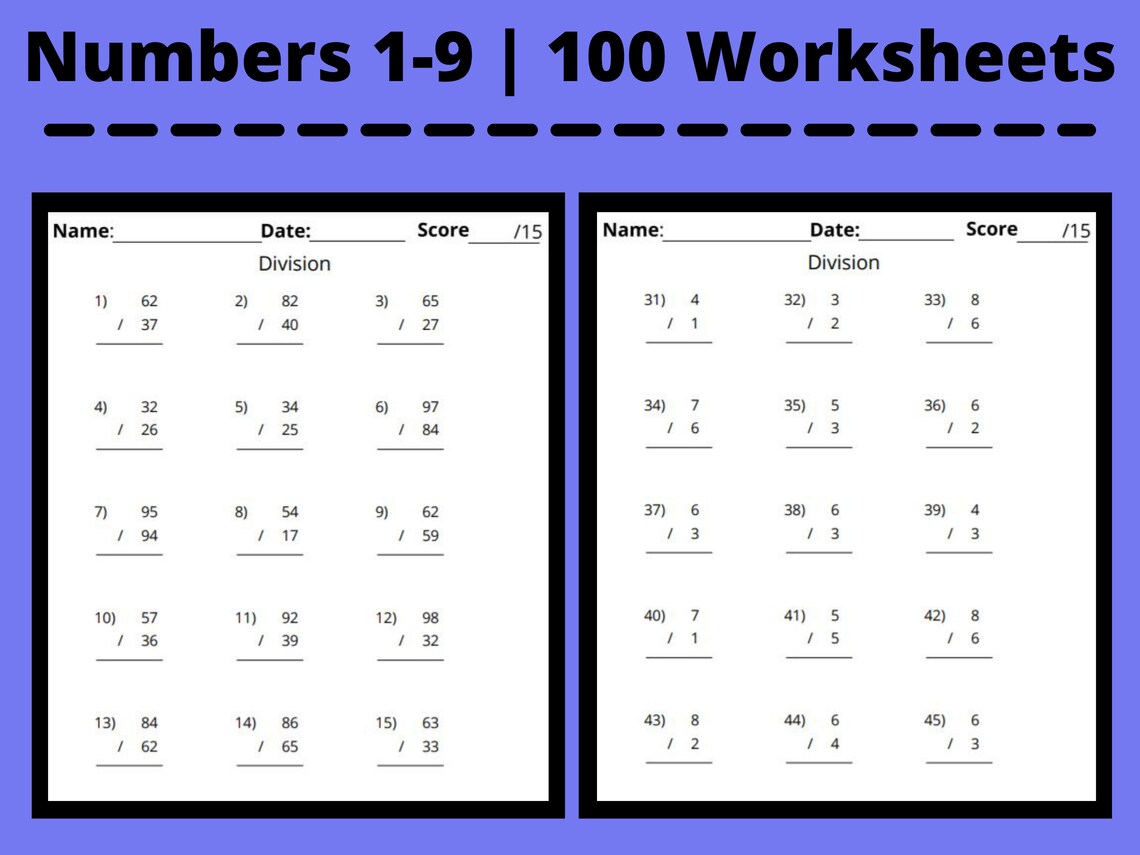 Math Division Worksheets, 400 Practice Math Worksheets With Answers ...