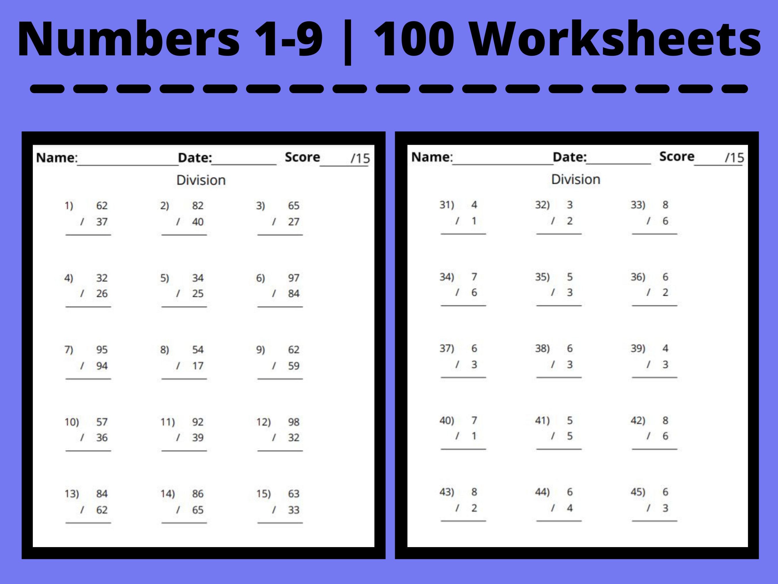 Math Division Worksheets, 400 Practice Math Worksheets With Answers ...