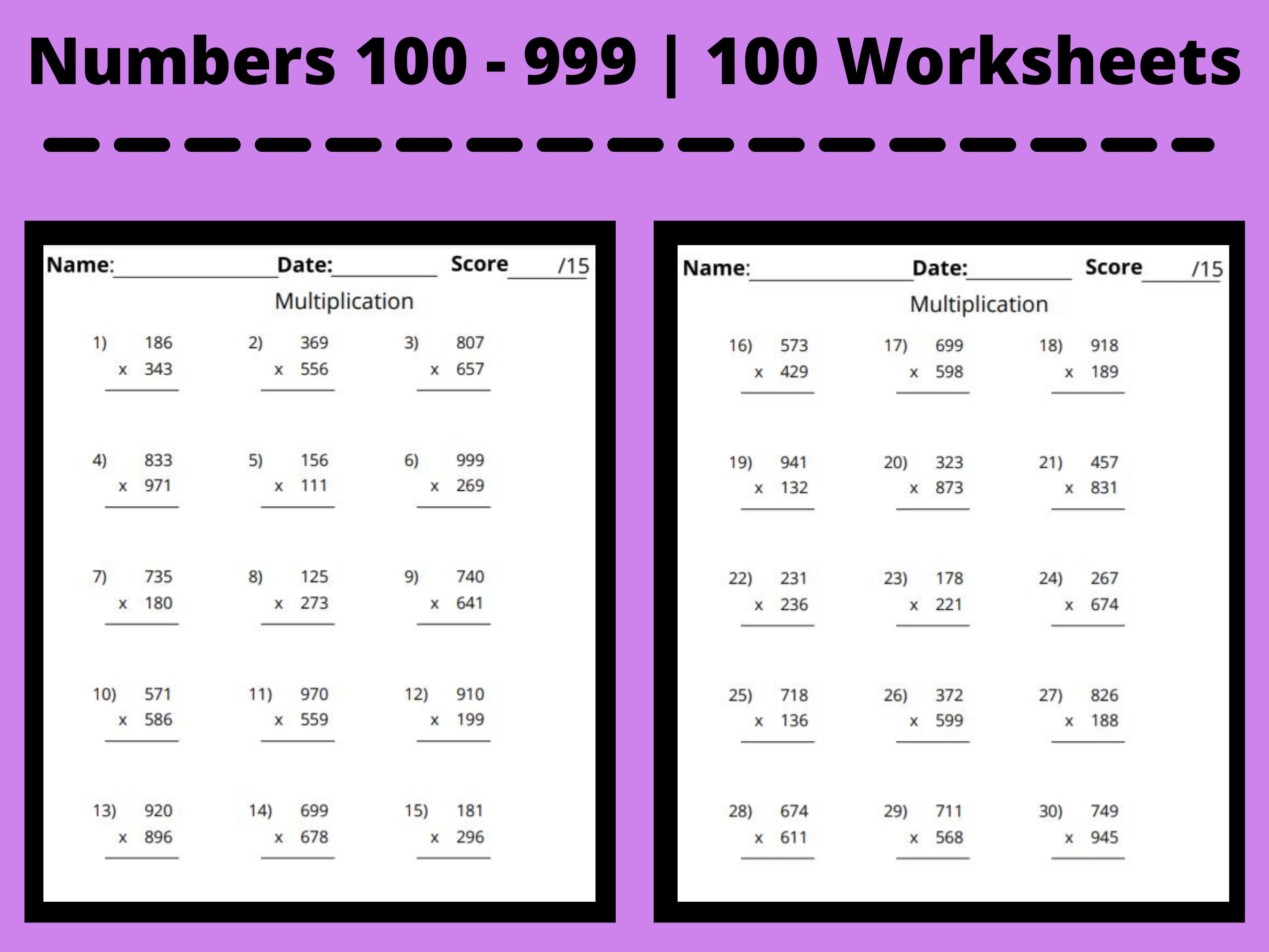 Math Multiplication Worksheets, 400 Practice Math Worksheets With ...