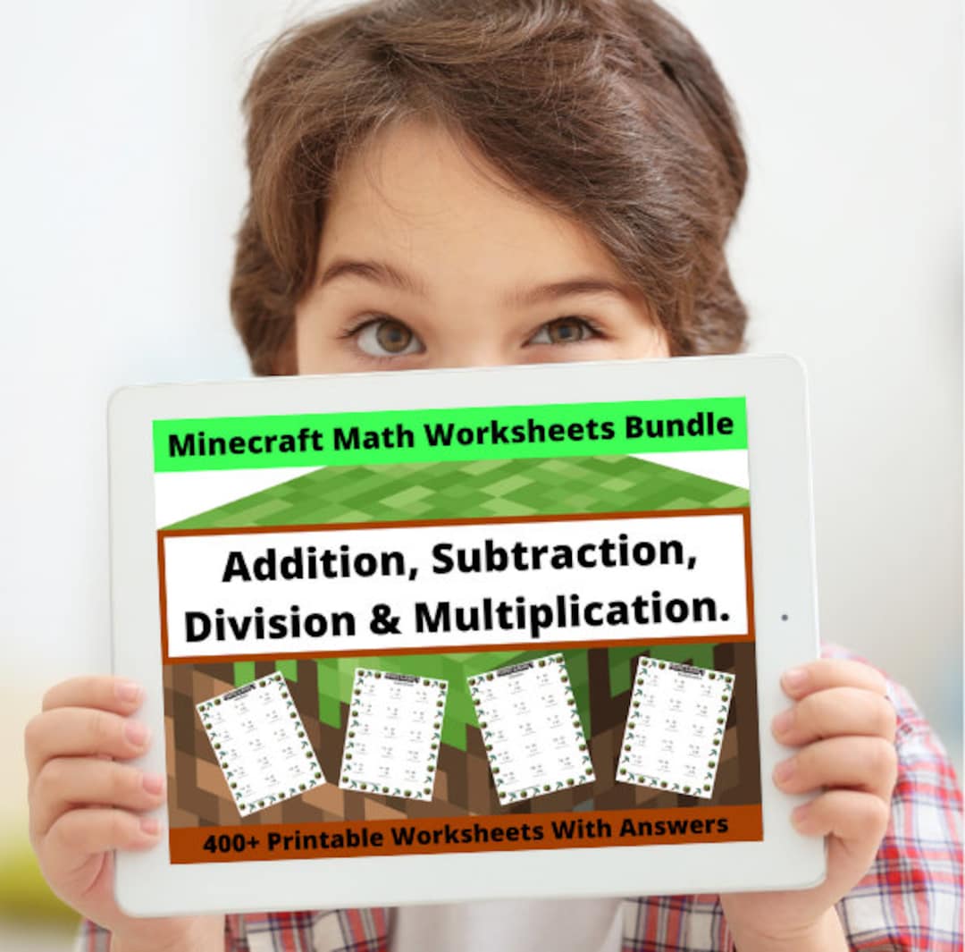 Math Worksheets Bundle: Minecraft Style 400 Pages of Math Worksheets ...