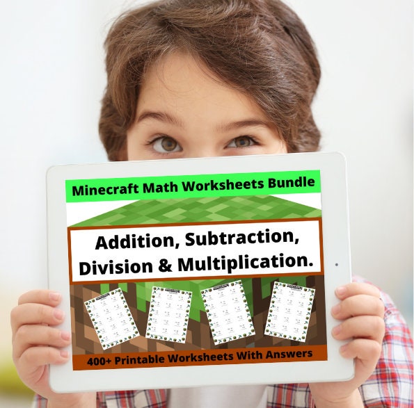 Math Worksheets Bundle: Minecraft Style 400 Pages of Math Worksheets ...