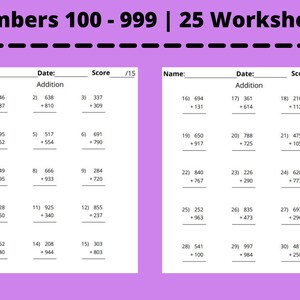 Math Addition Worksheet, 100 Practice Math Worksheets With Answers ...