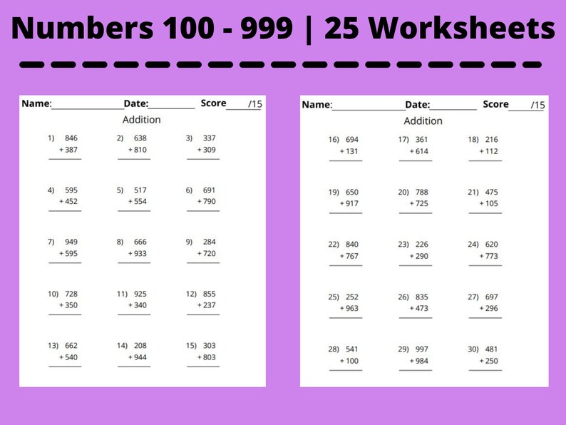 Math Addition Worksheet, 100 Practice Math Worksheets With Answers ...