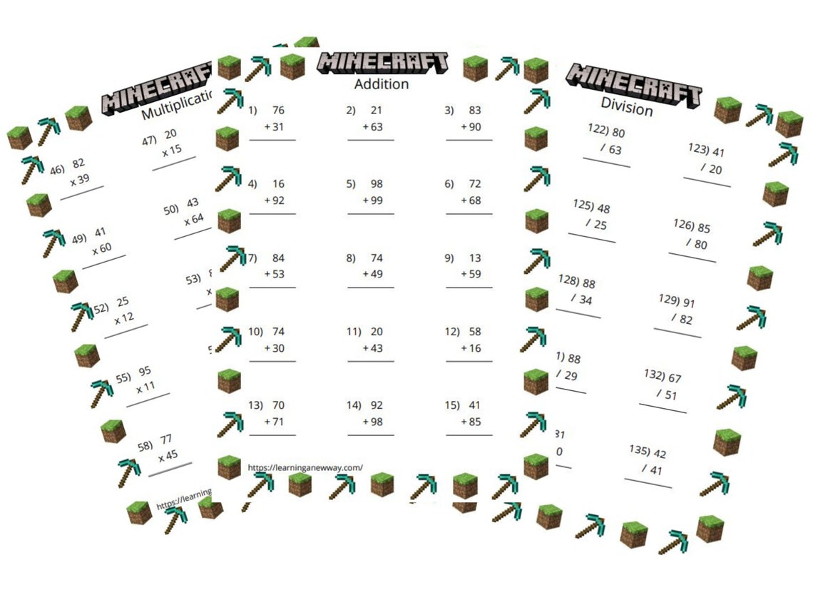 Minecraft Math Worksheets Bundle: 400 Pages of Math Worksheets ...