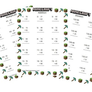 Minecraft Math Worksheets Bundle: 400 Pages of Math Worksheets ...