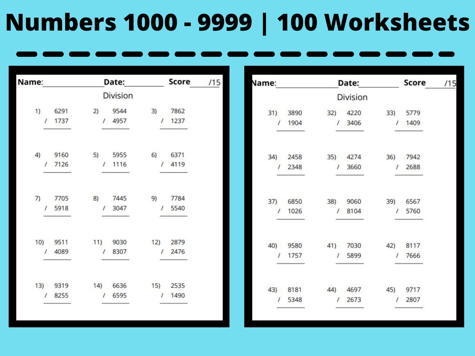 Math Division Worksheets, 400 Practice Math Worksheets With Answers ...