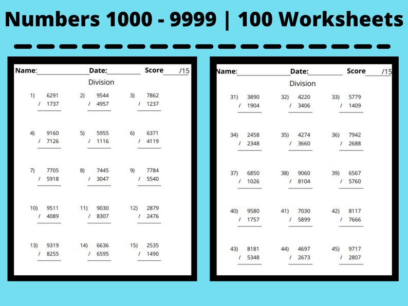 Division Math Worksheets, 400 Practice Problems (printable PDF) - Etsy