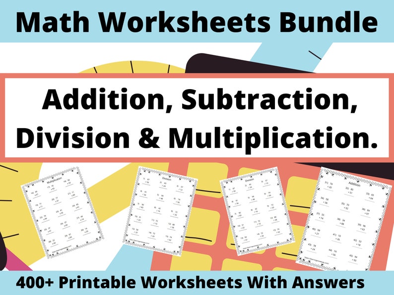 Math Worksheets Bundle: Over 400 Pages of Math Worksheets Including ...