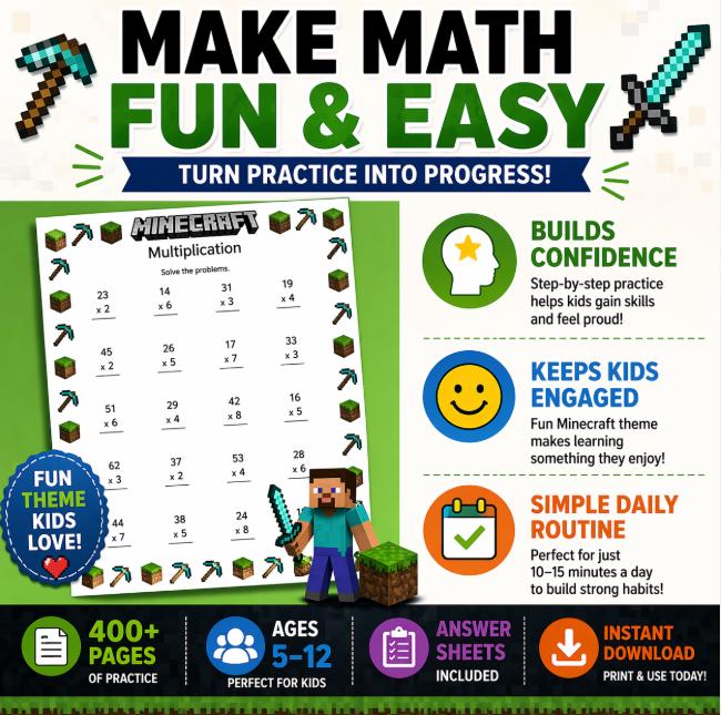 400 Page Math Worksheets Bundle Printable, Addition, Subtraction ...