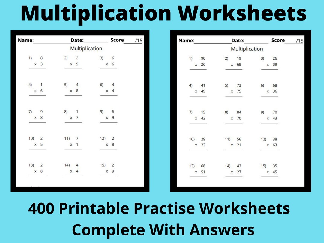 Math Multiplication Worksheets, 400 Practice Math Worksheets With ...