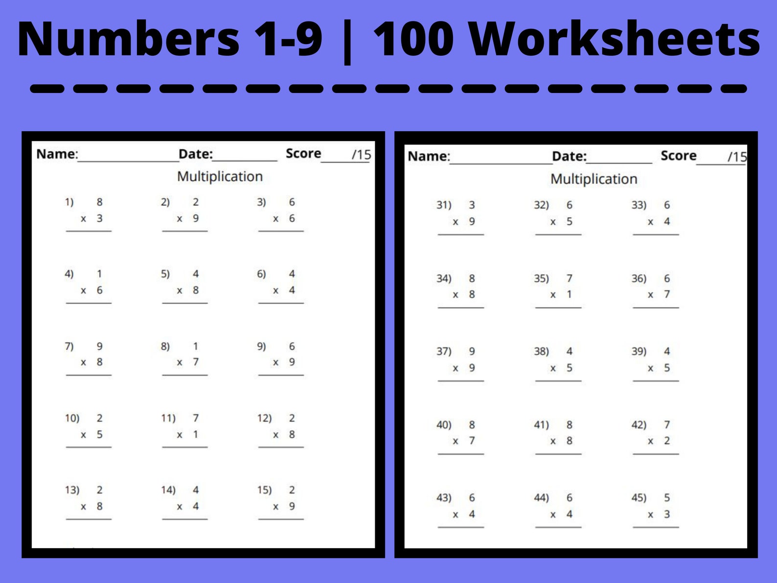 Math Multiplication Worksheets, 400 Practice Math Worksheets With ...
